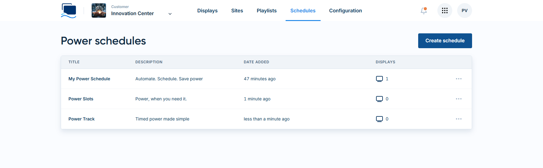 Create Power schedule